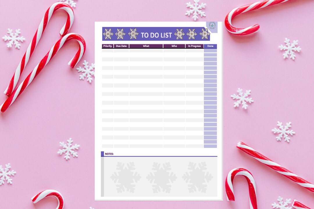 A4 Winter to Do List Printable Digital Download Checklist To-do Memo ...