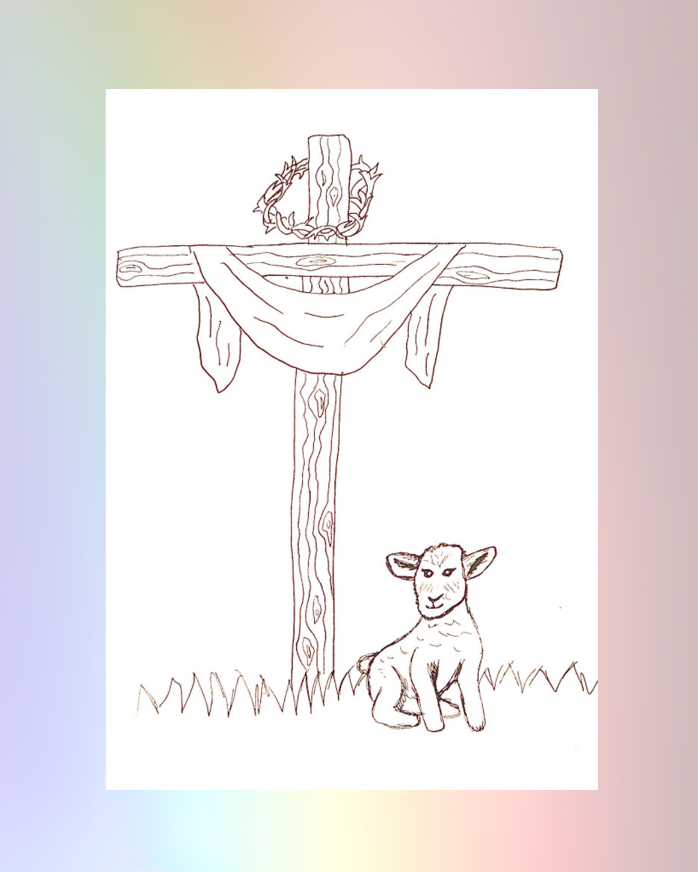 Easter Colouring Page | Printable | Cross and Lamb | Sunday School ...