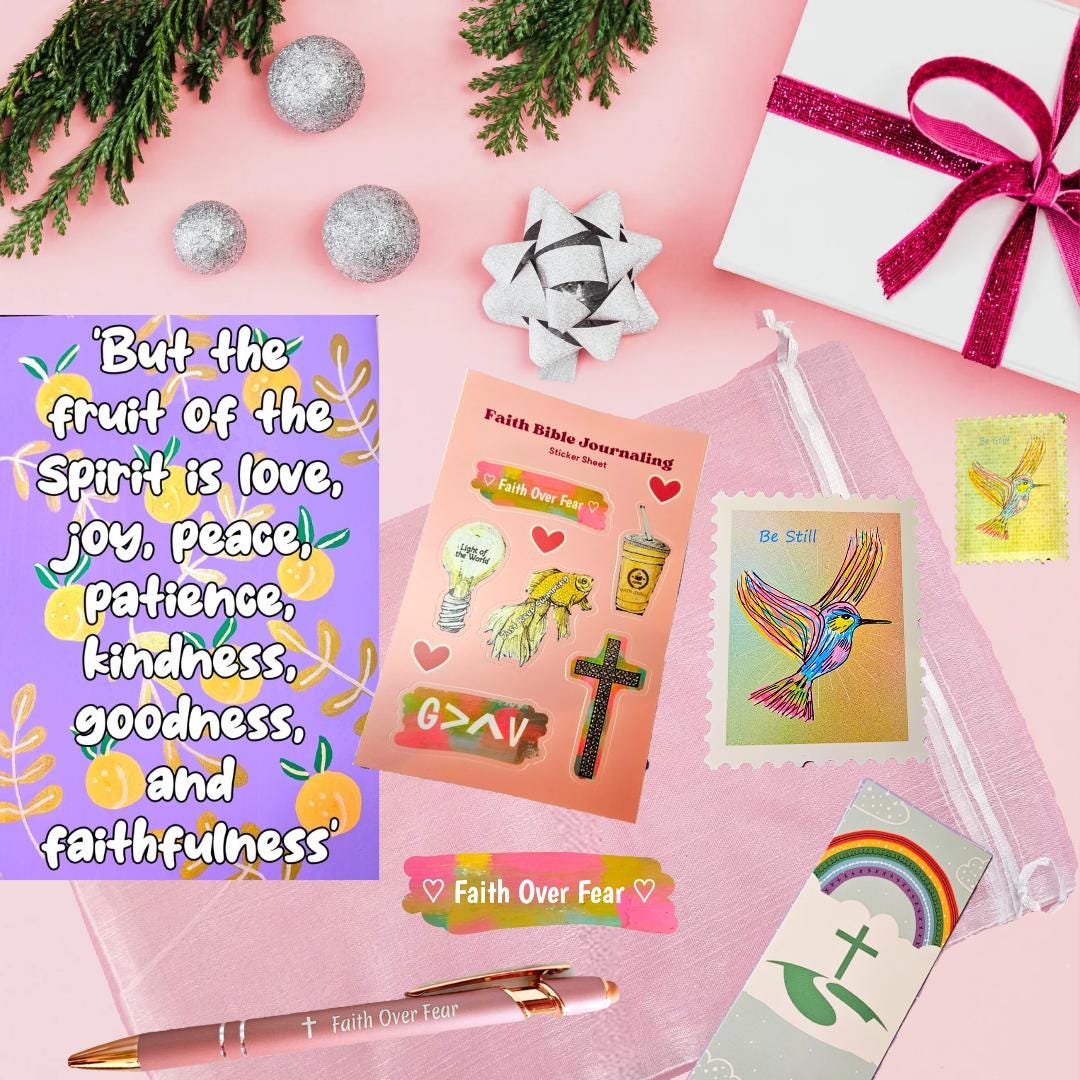 Faith Gift Set | Christian Stationery in a White Organza Bag | A5 Art ...