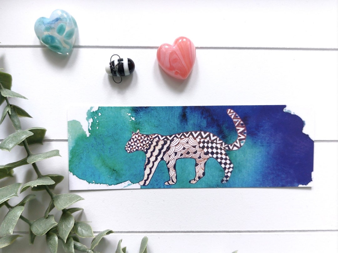 Leopard Zentangle Bookmark Animal Design Double Sided - Etsy