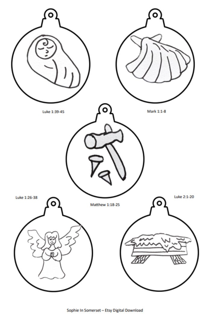 Jesse Tree Coloring Pages | Printable Digital Download of 25 Advent ...