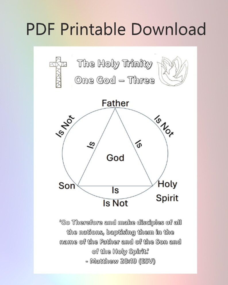 The Holy Trinity Colouring Page Including Bible Verse | Sunday School ...