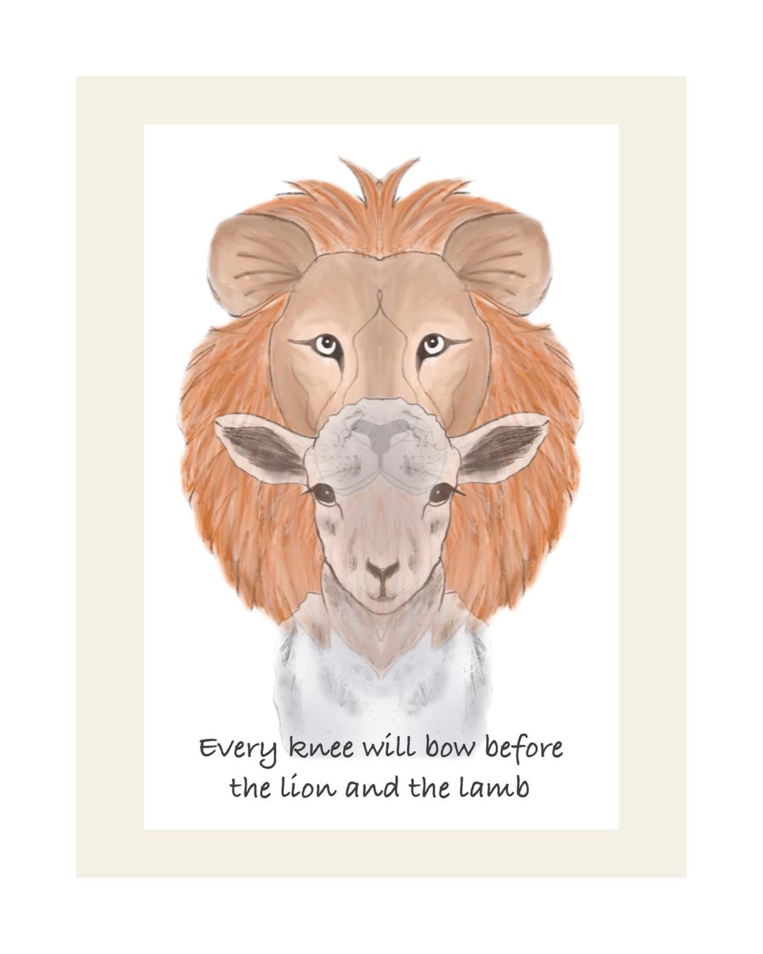 A4 Lion & Lamb Christian Bible Based Wall Art Print | Unframed Mixed ...