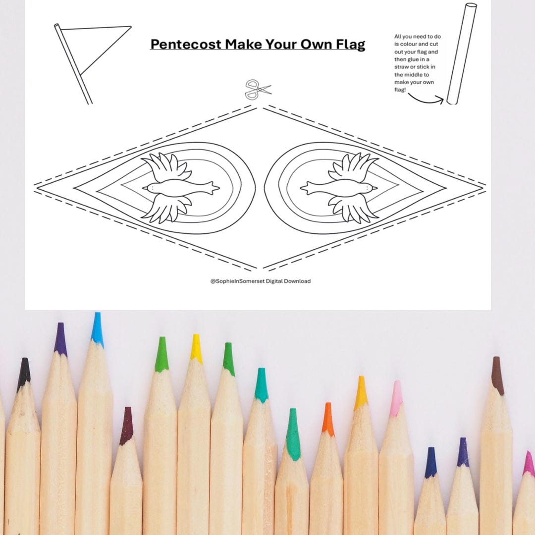 Pentecost Make Your Own Flag | Sunday School Coloring Church Activity ...