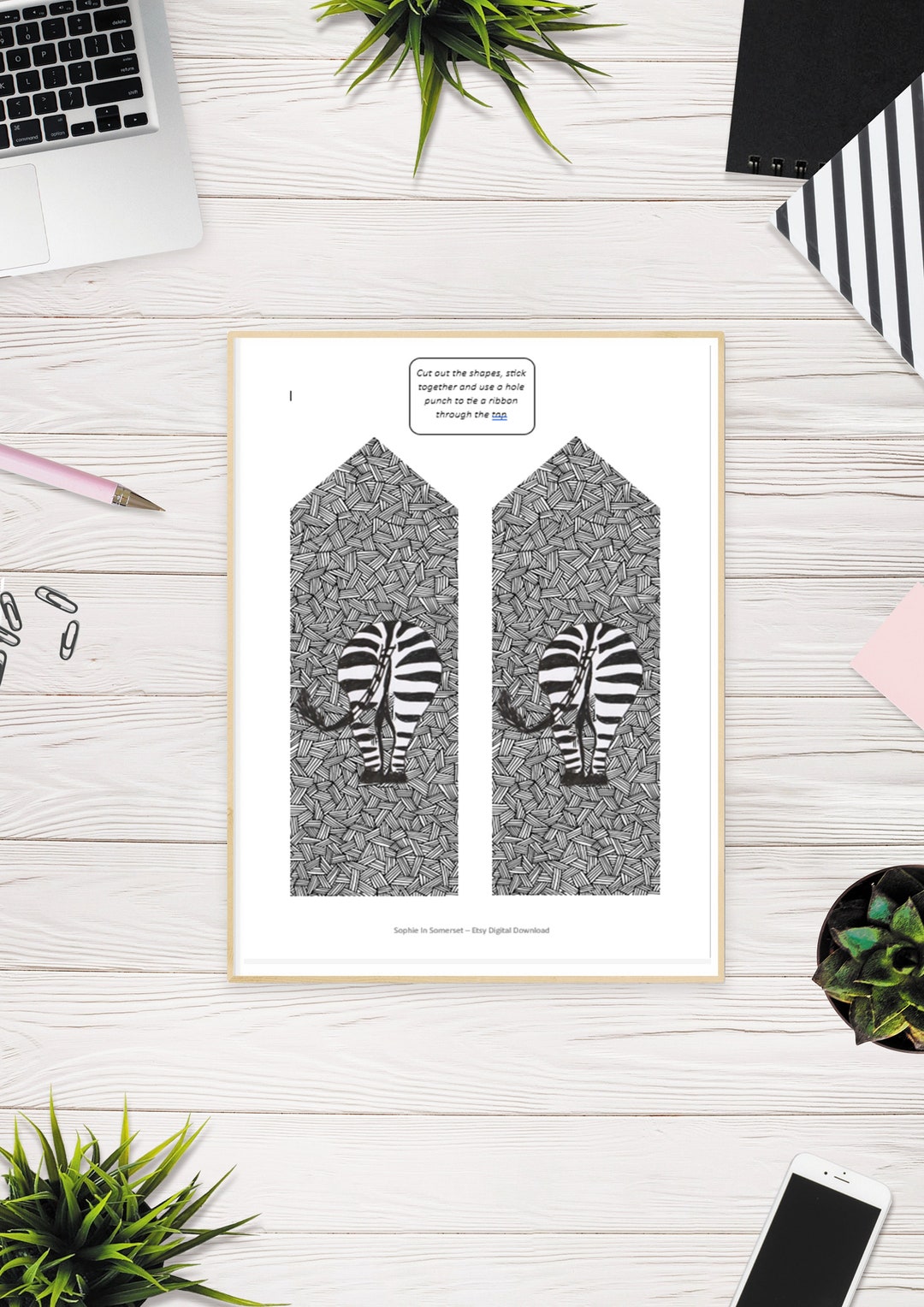 Zebra Printable Bookmark | Digital Download | Children's Craft | Kid's ...