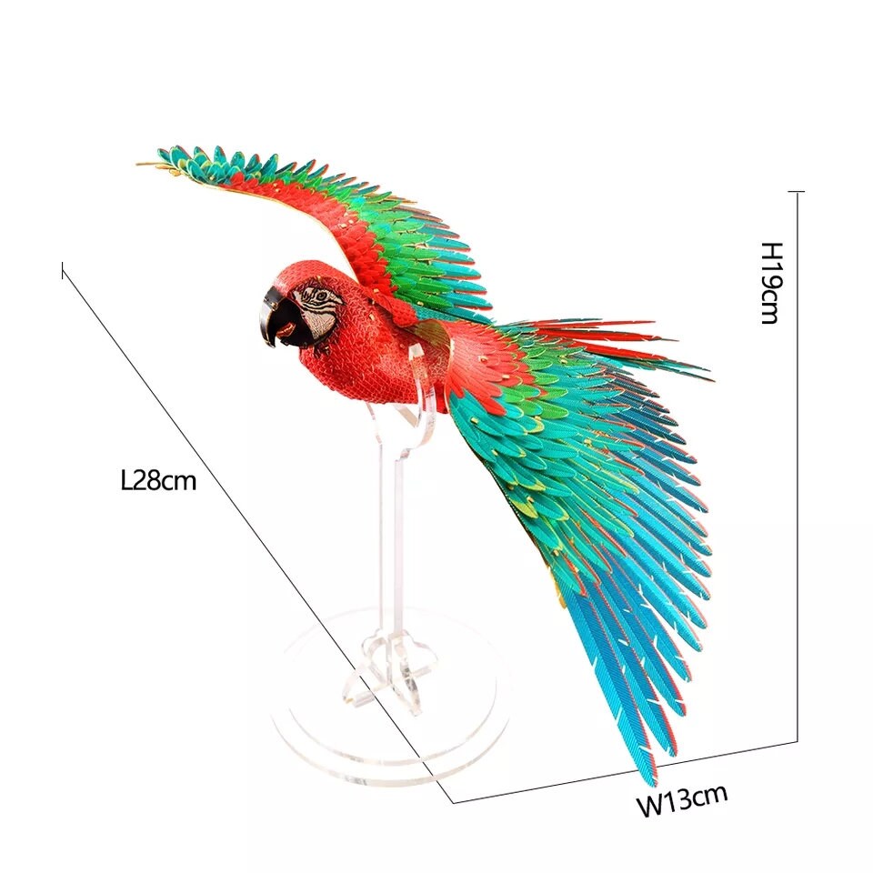 Vibrant 3D Metal Scarlet Macaw Parrot Puzzle, 3D Puzzle, Puzzle Box ...