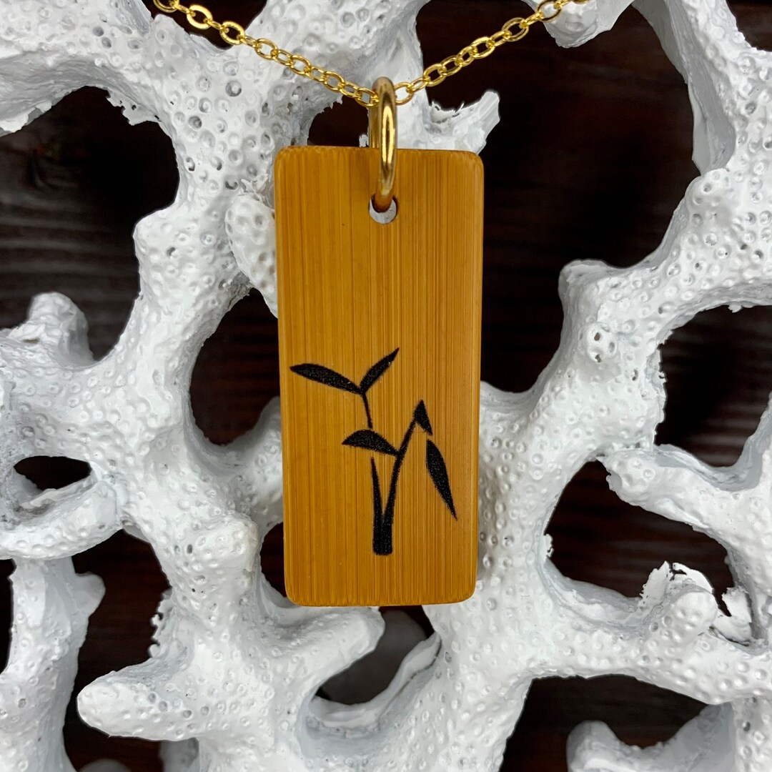 Tiny Sprout- Minimalist Bamboo Pendant Necklace - Etsy