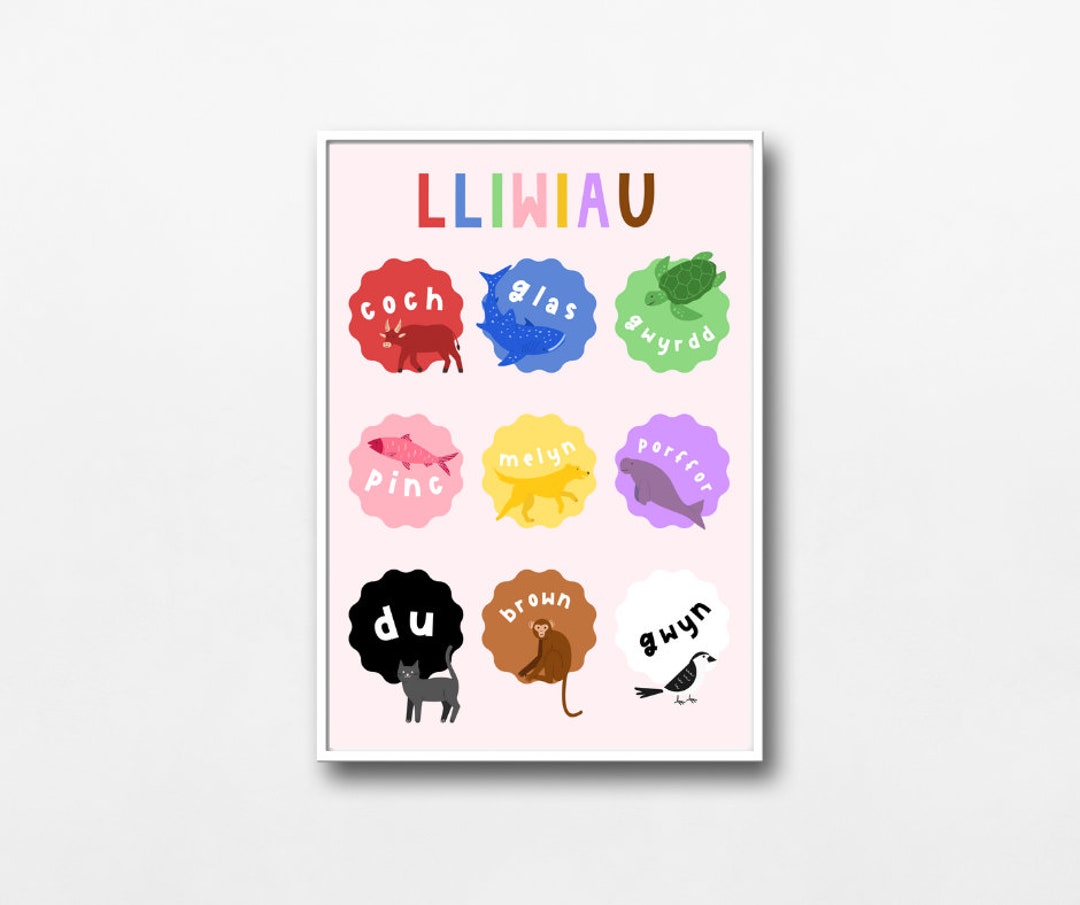 Welsh Colours Print, Lliwiau, Educational Nursery Art - Etsy