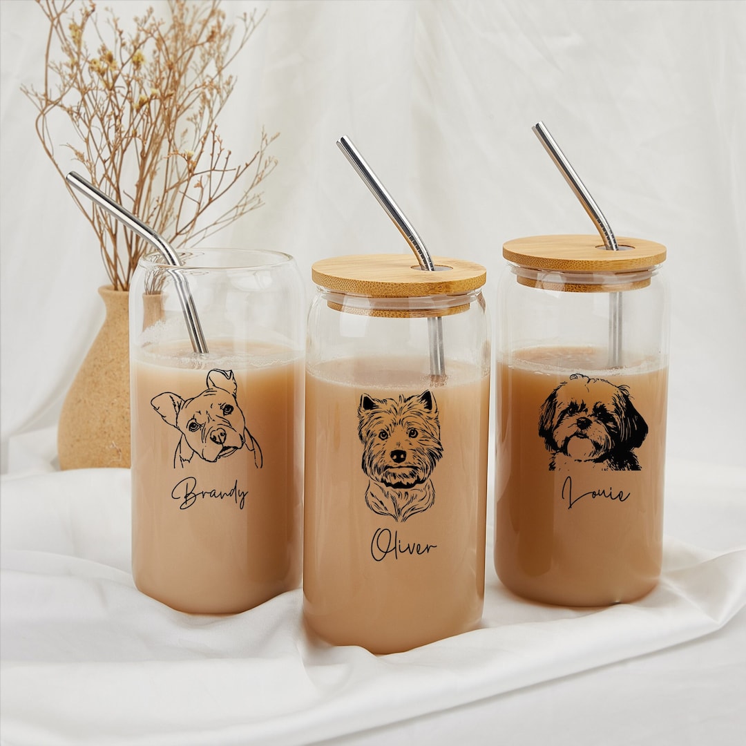 Personalized Pet Beer Can Glass With Bamboo Lid, Personalized Pet ...