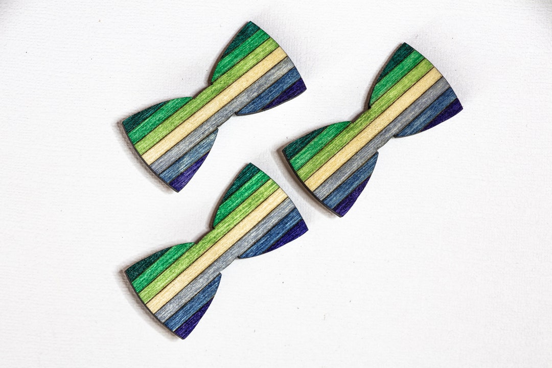 Gay Men's Pride Hair Bow Set | Green and Blue Stained Bows | LGBTQ+ ...