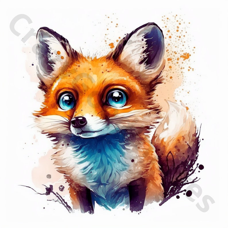 Watercolor Fox Clipart-woodland Animal Illustrations-png - Etsy