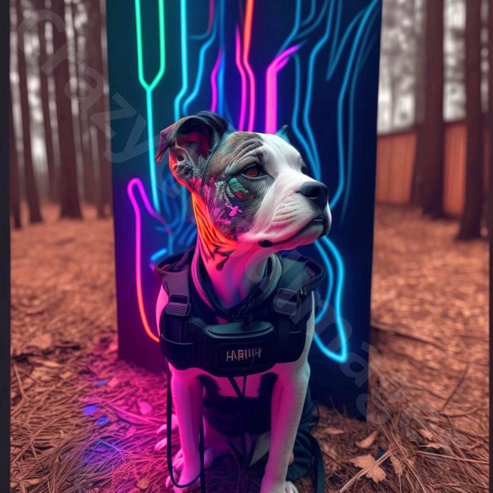 Realistic Neon Pitbull Clipart Pitbull/amstaff Clipart Milo Clipart-ai ...