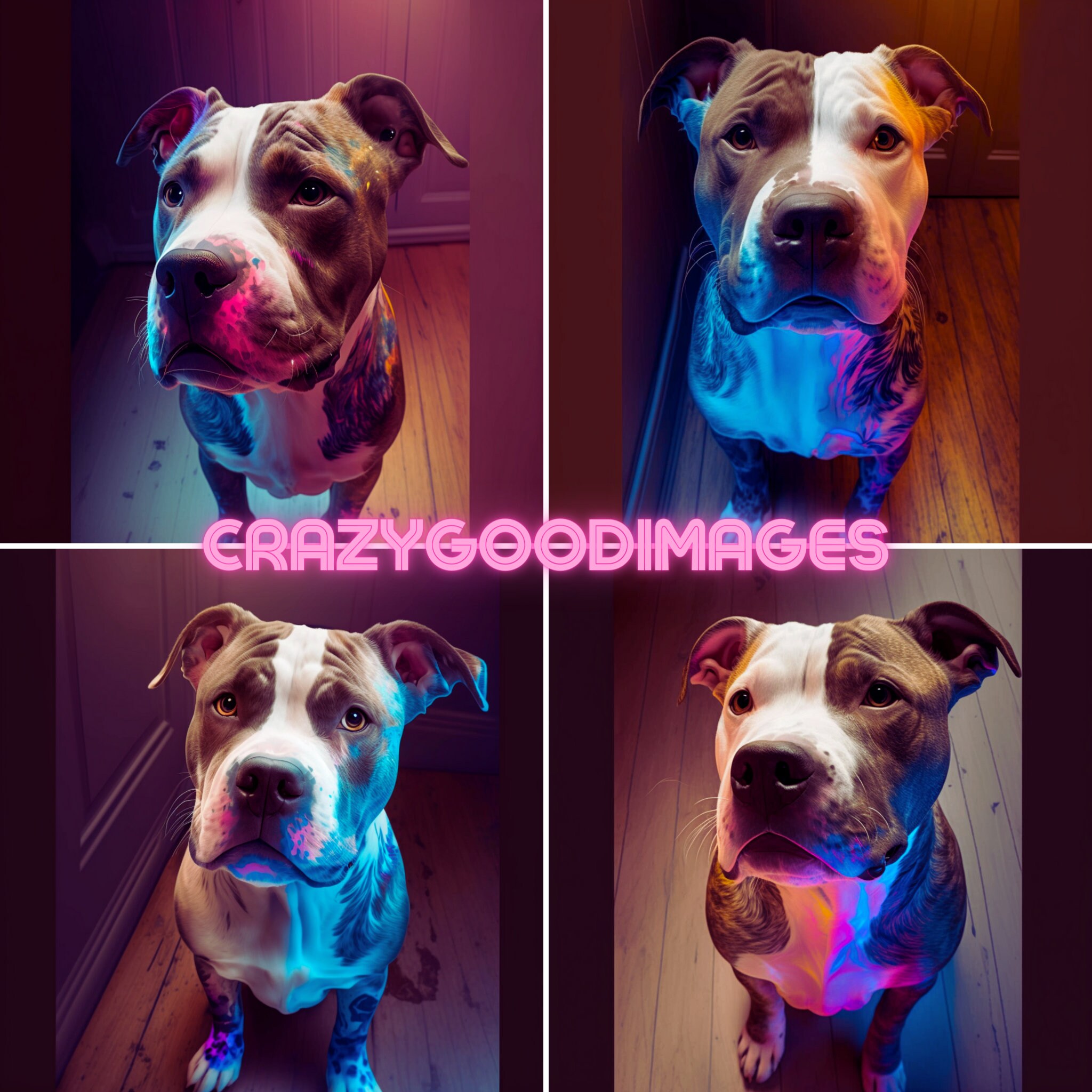 Realistic Neon Pitbull Clipart Pitbull/amstaff Clipart Milo Clipart-ai ...