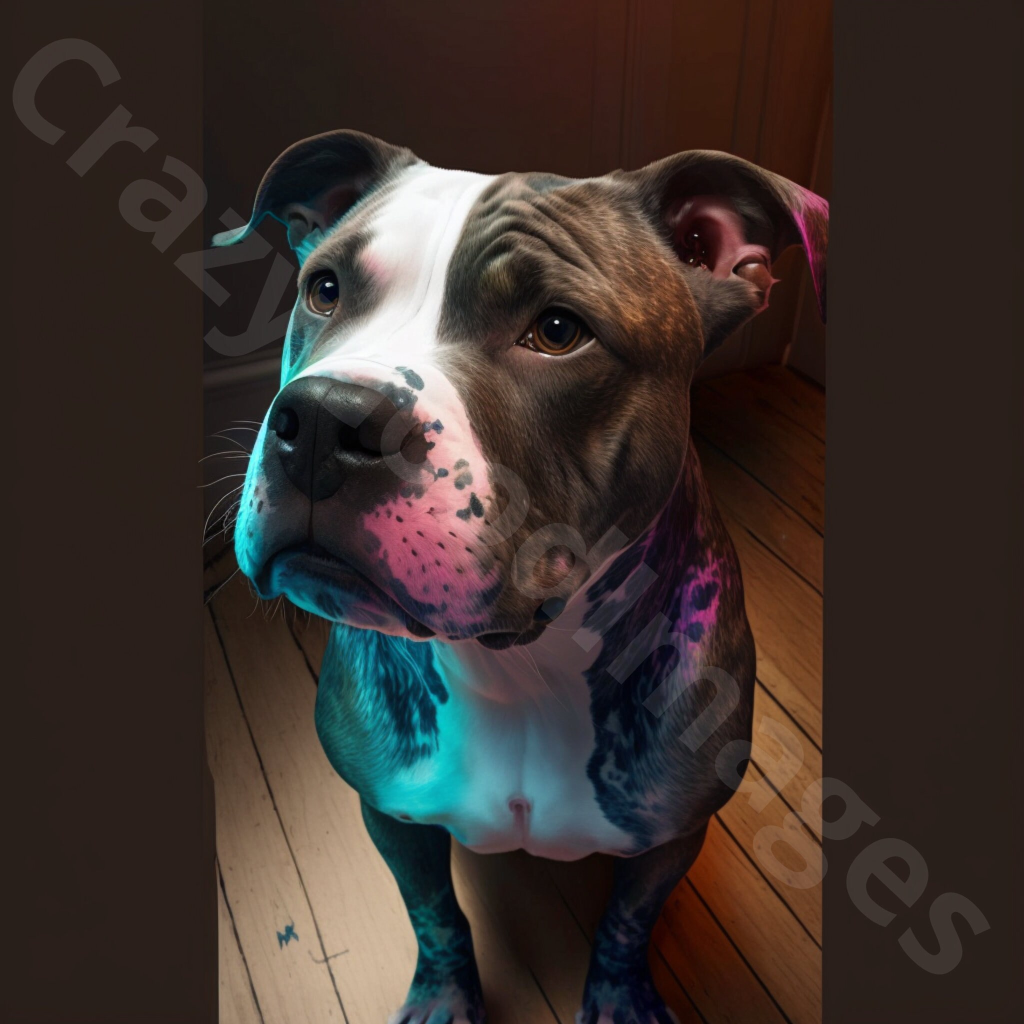 Realistic Neon Pitbull Clipart Pitbull/amstaff Clipart Milo Clipart-ai ...