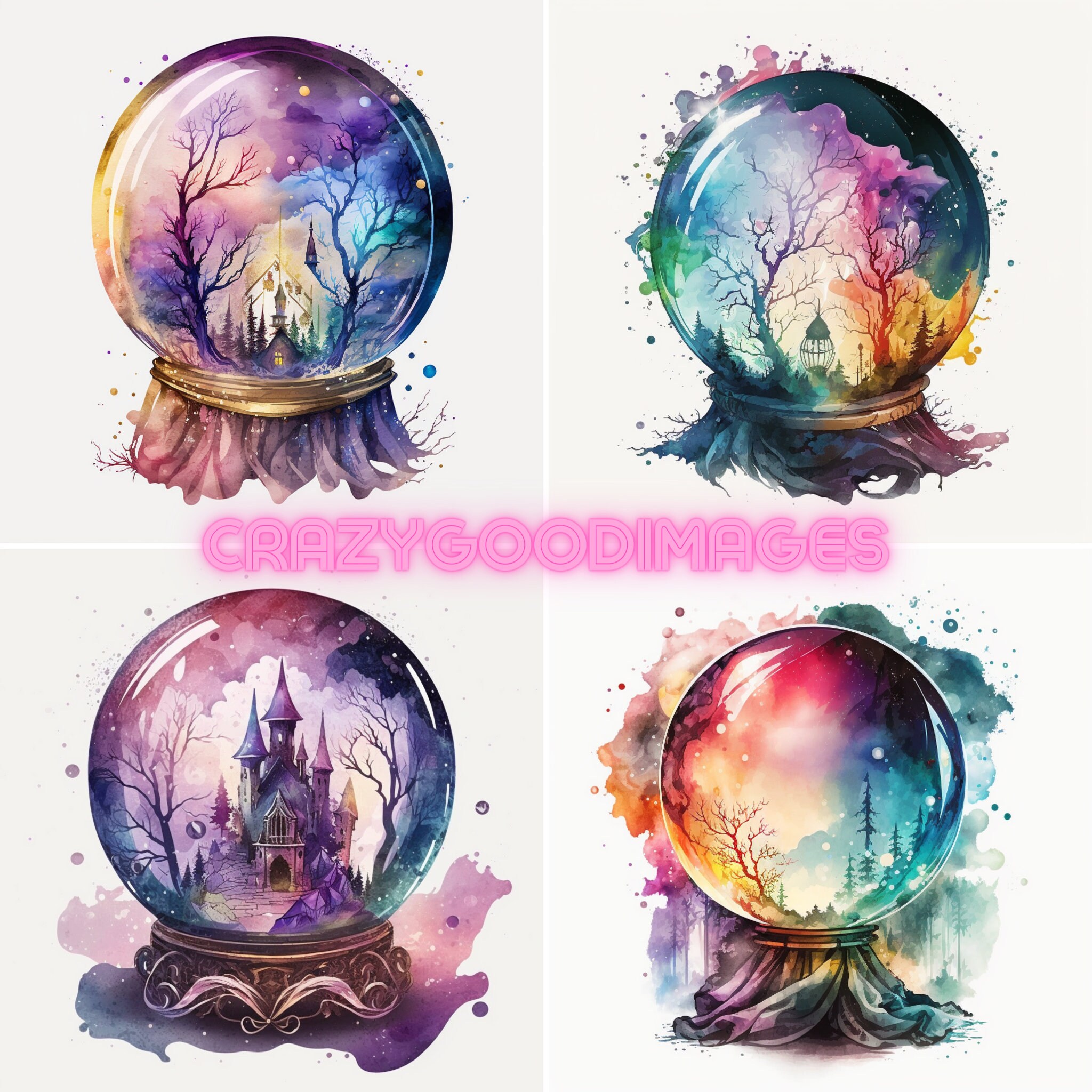 Fantasy Globe Watercolor Magical Clipart-png-magical Crystal Ball ...