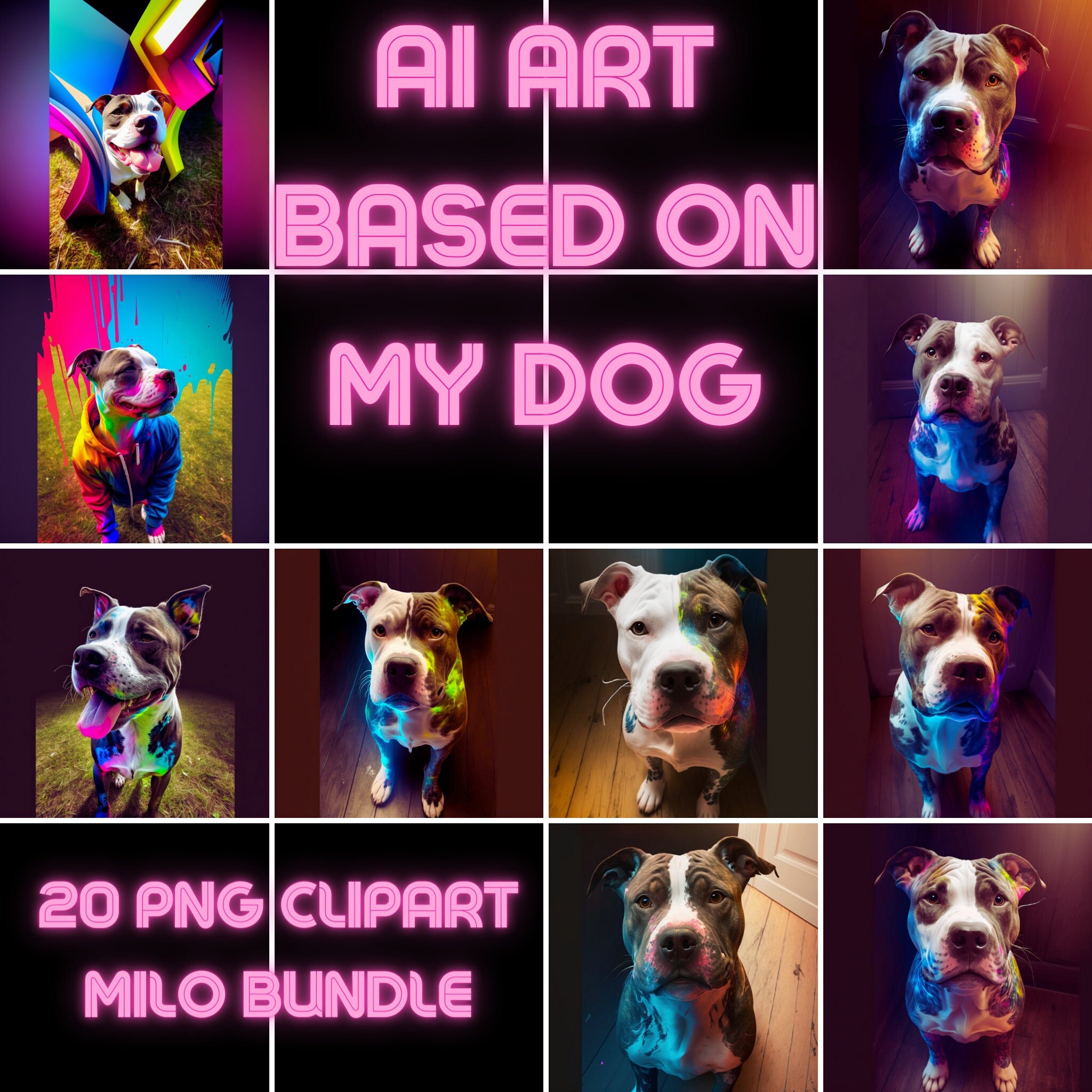 Realistic Neon Pitbull Clipart Pitbull/amstaff Clipart Milo Clipart-ai ...