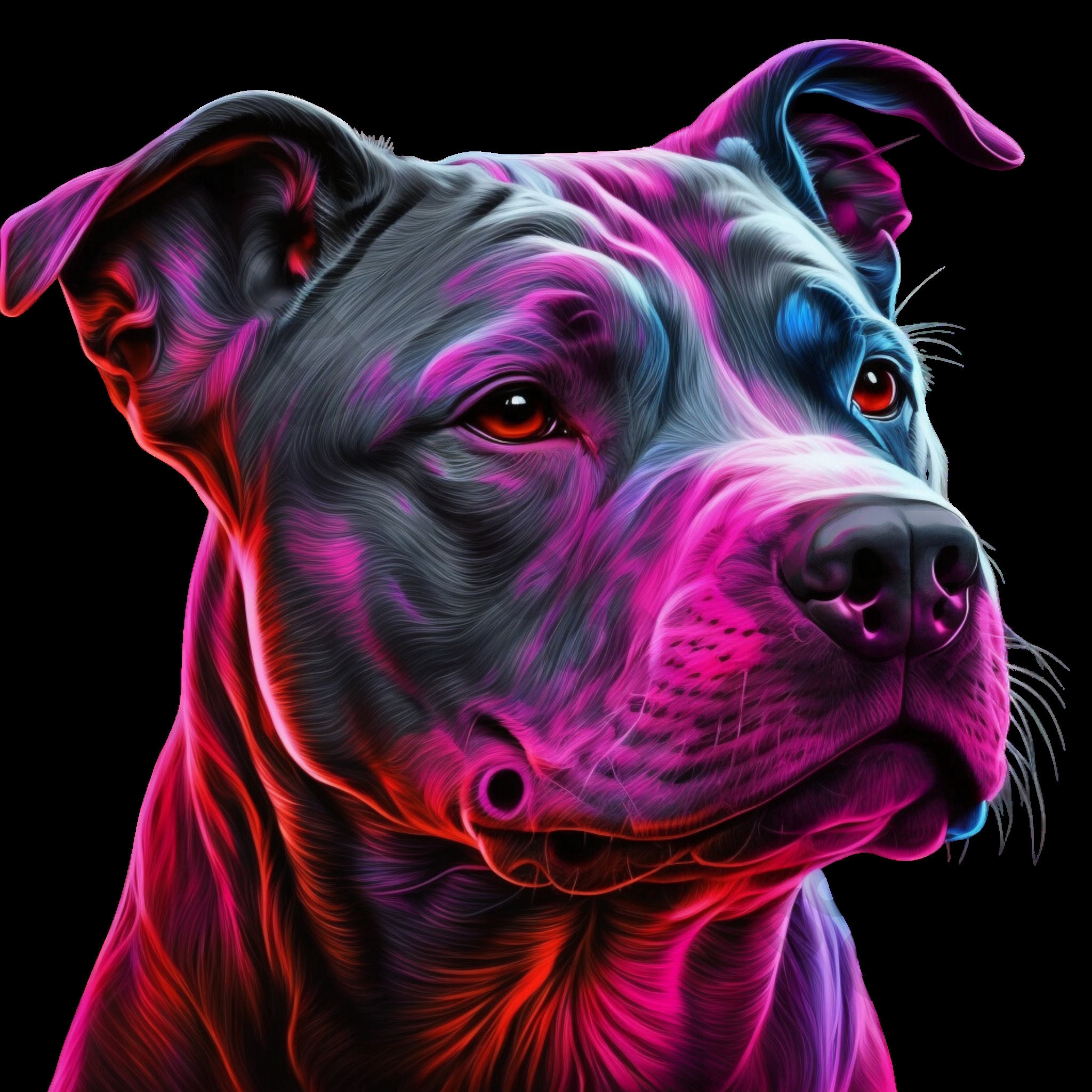 Neon Colored Realistic Pitbulls-pitbull Clipart-fantasy Neon - Etsy