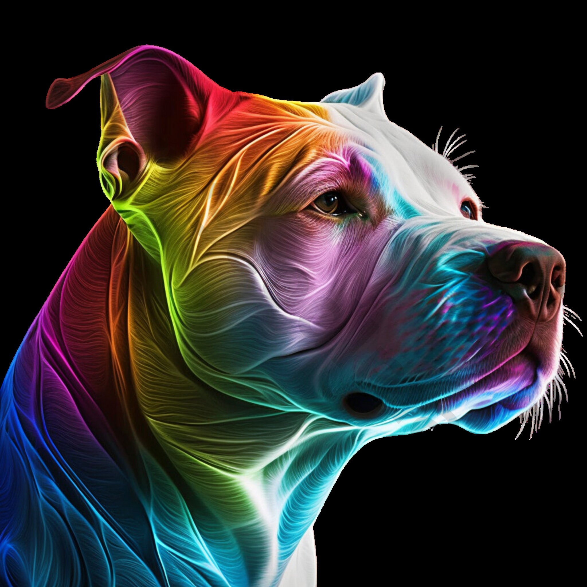 Neon Colored Realistic Pitbulls-pitbull Clipart-fantasy Neon - Etsy