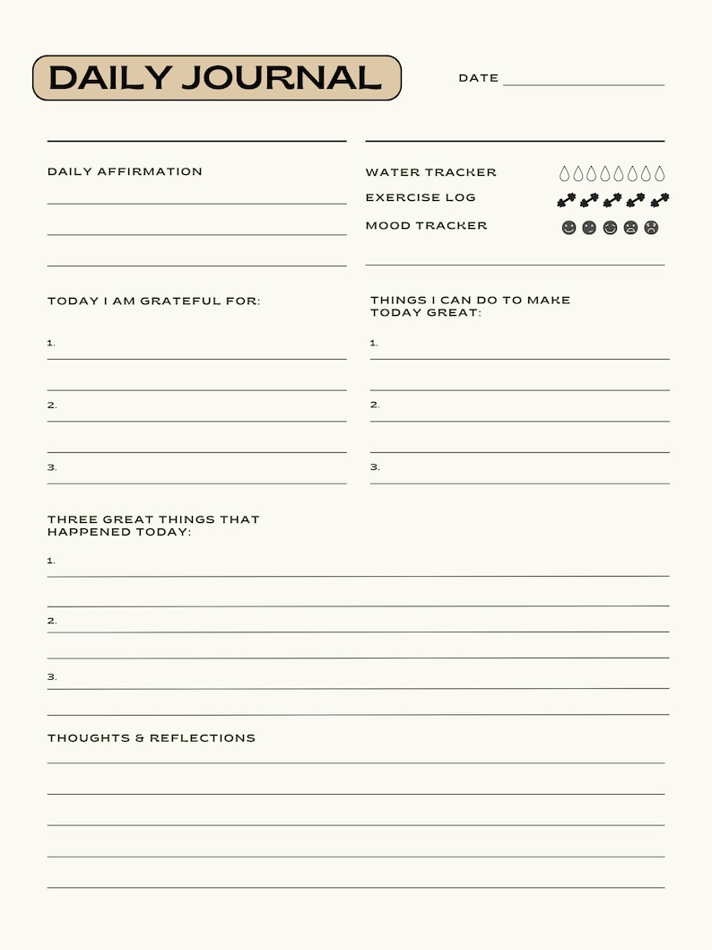 Daily Journal Bundle Digital Planner Template - Etsy