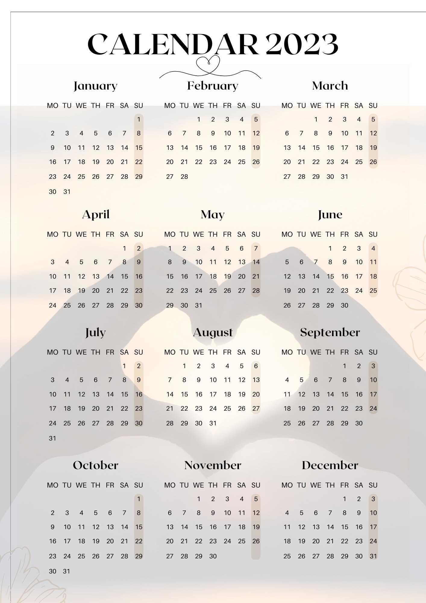 Digital Calendar 2023, Calendar 2023, Calendar. Calendar - Etsy