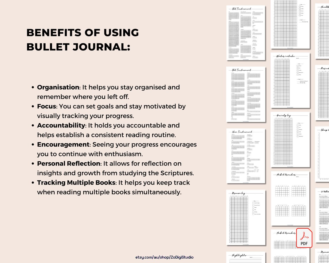 Bible Reading Pre-made Bullet Journal Printable for Old New Testament ...