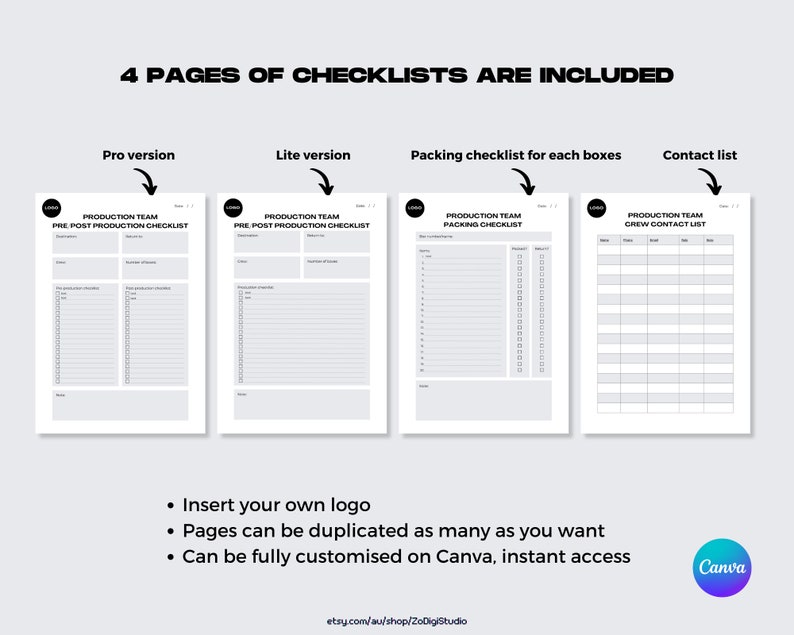 Production Checklist Printable Canva Template Customise on Canva - Etsy