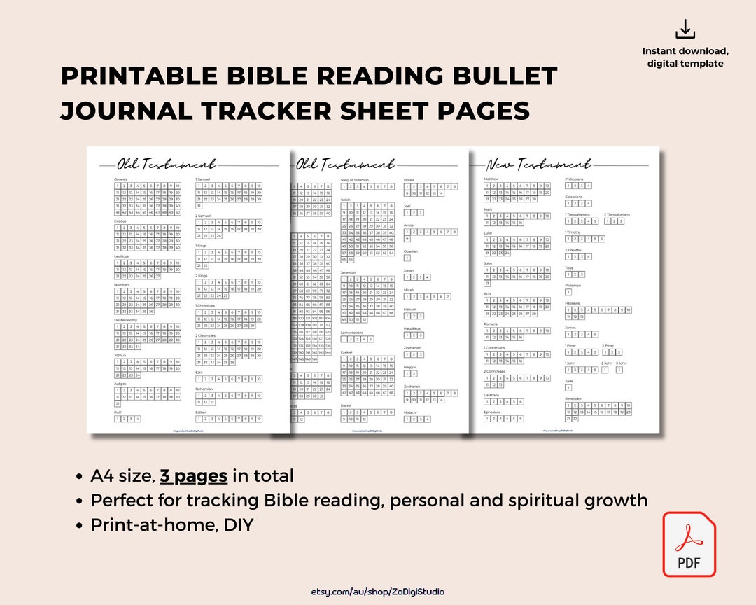 Bible Reading Plan Bullet Journal Printable for Old New Testament PDF ...
