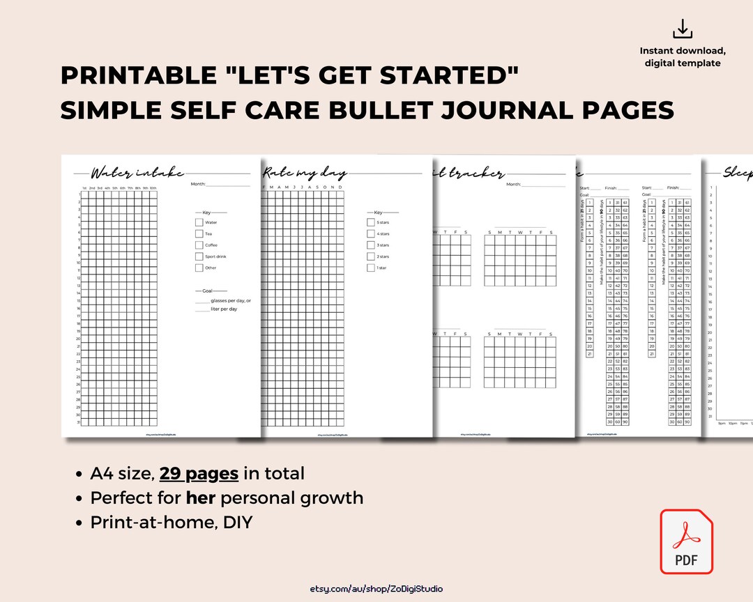 Yearly Pre-made Bullet Journal Complete Self Care Printable | 29 Pages ...