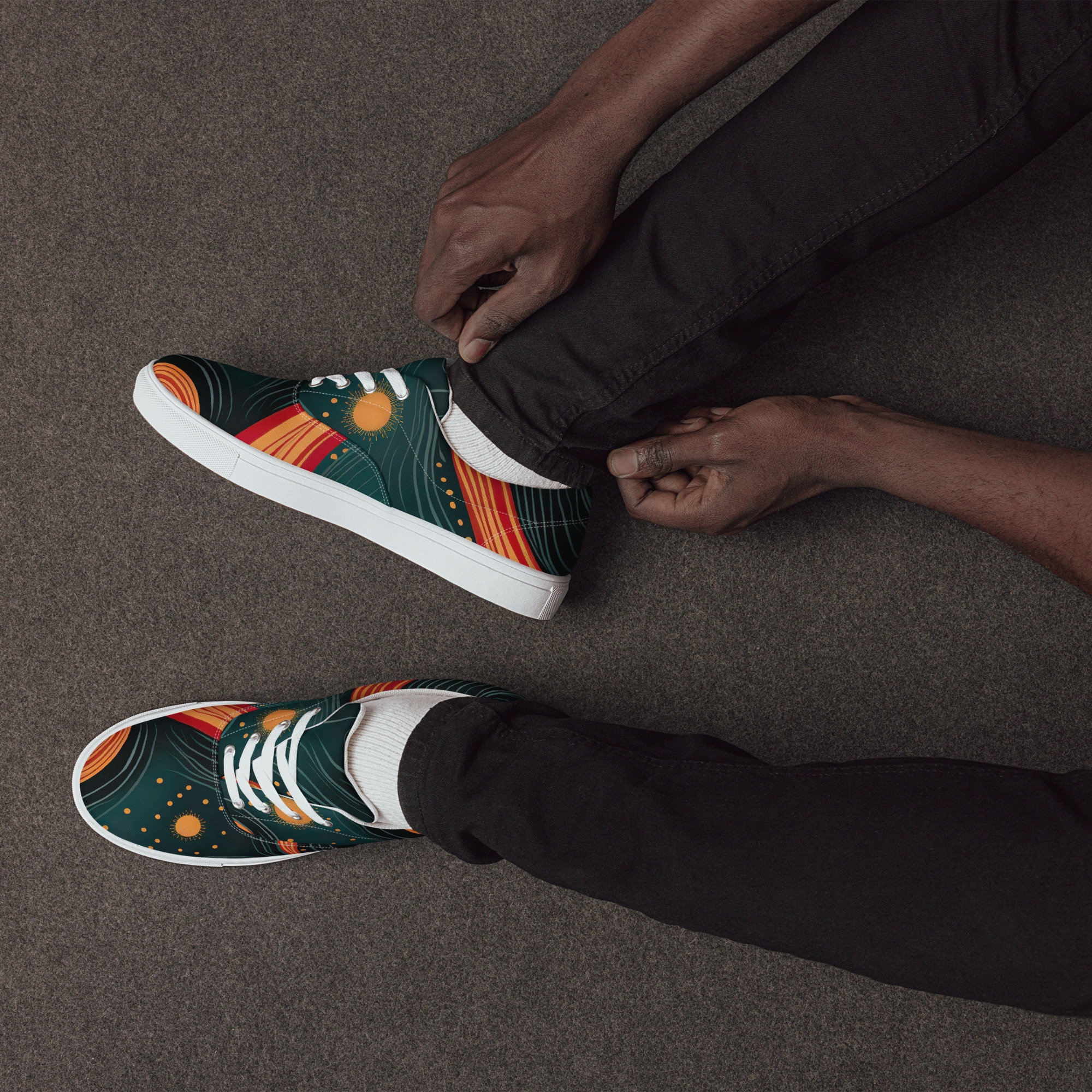 Authentic South African Shweshwe Men’s Lace-up Canvas Shoes - African ...