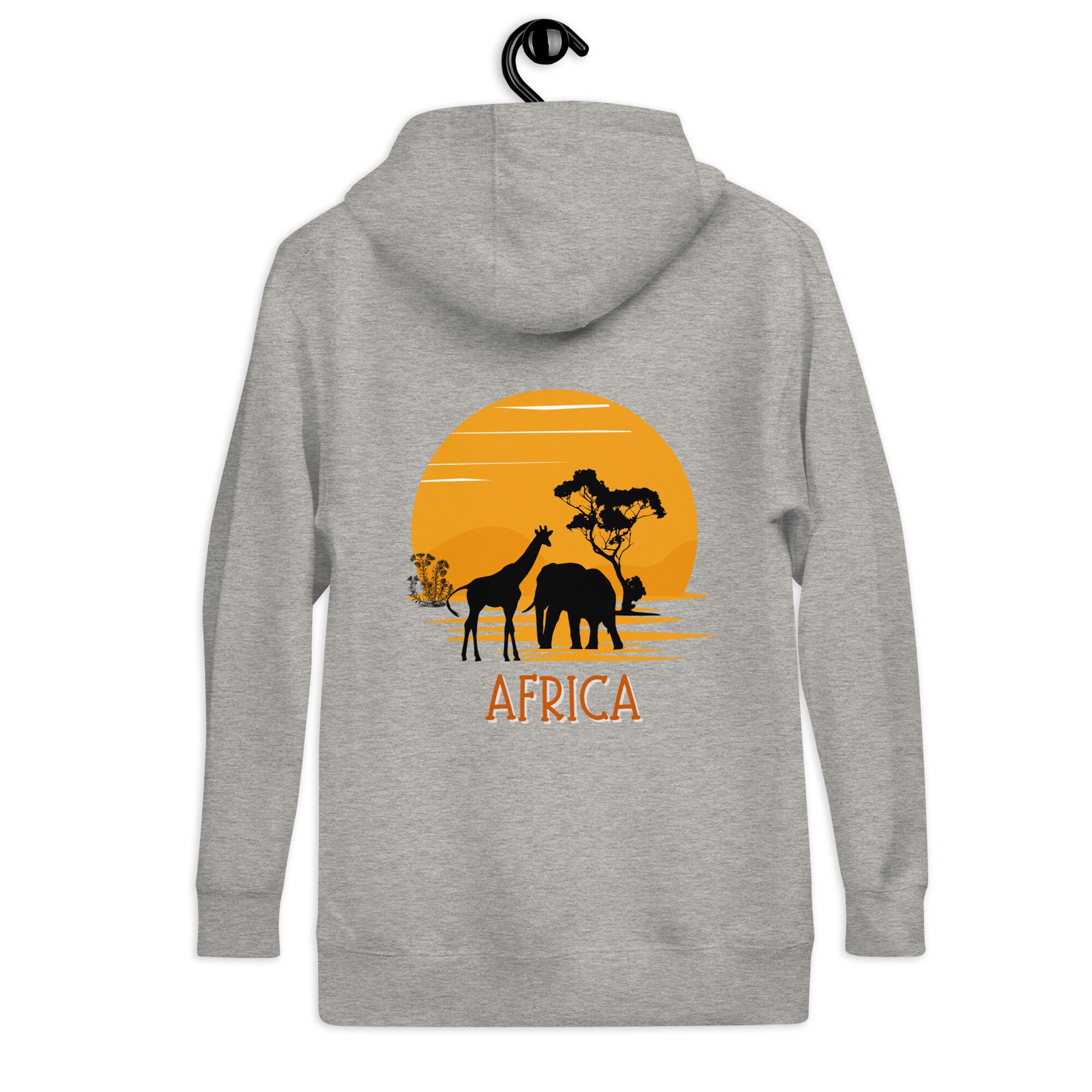 Stylish Africa Map Hoodie Light Color Embroidered Front and Back Stand ...