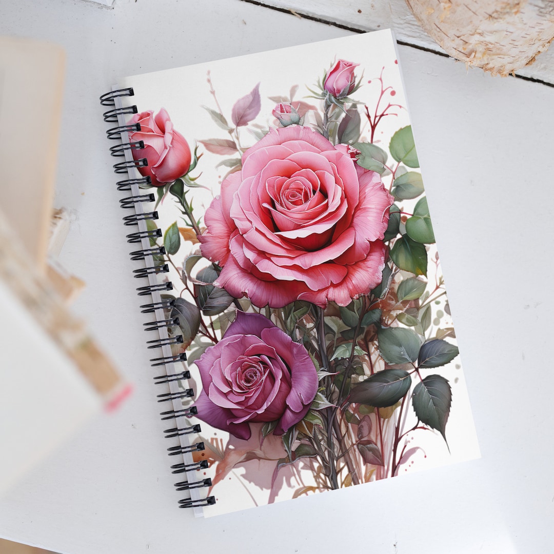 Rose Flower Spiral Notebook: Floral Journal With Ruled Line Paper - Etsy