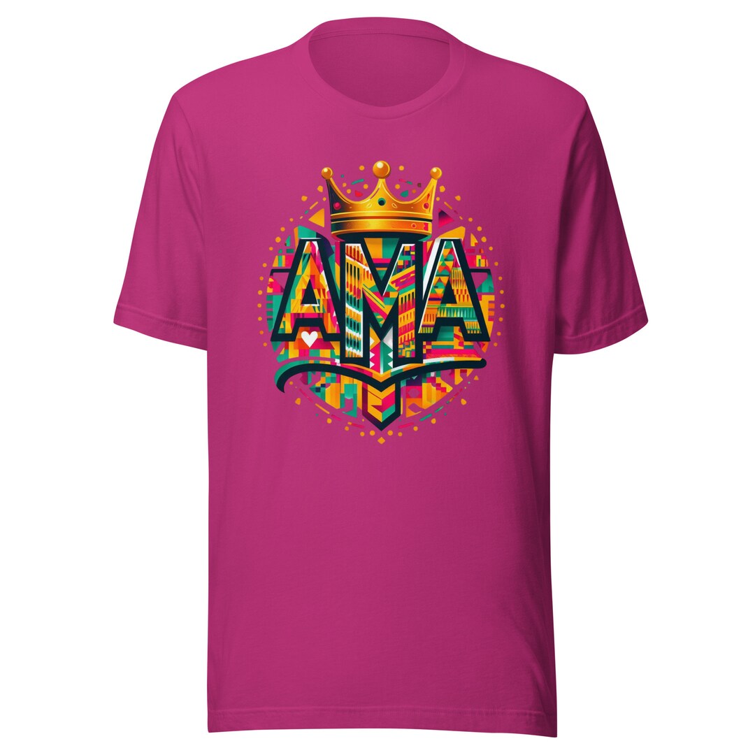 Green and Yellow Kente Ama Crown Akan Ghana Saturday Born T-shirt ...