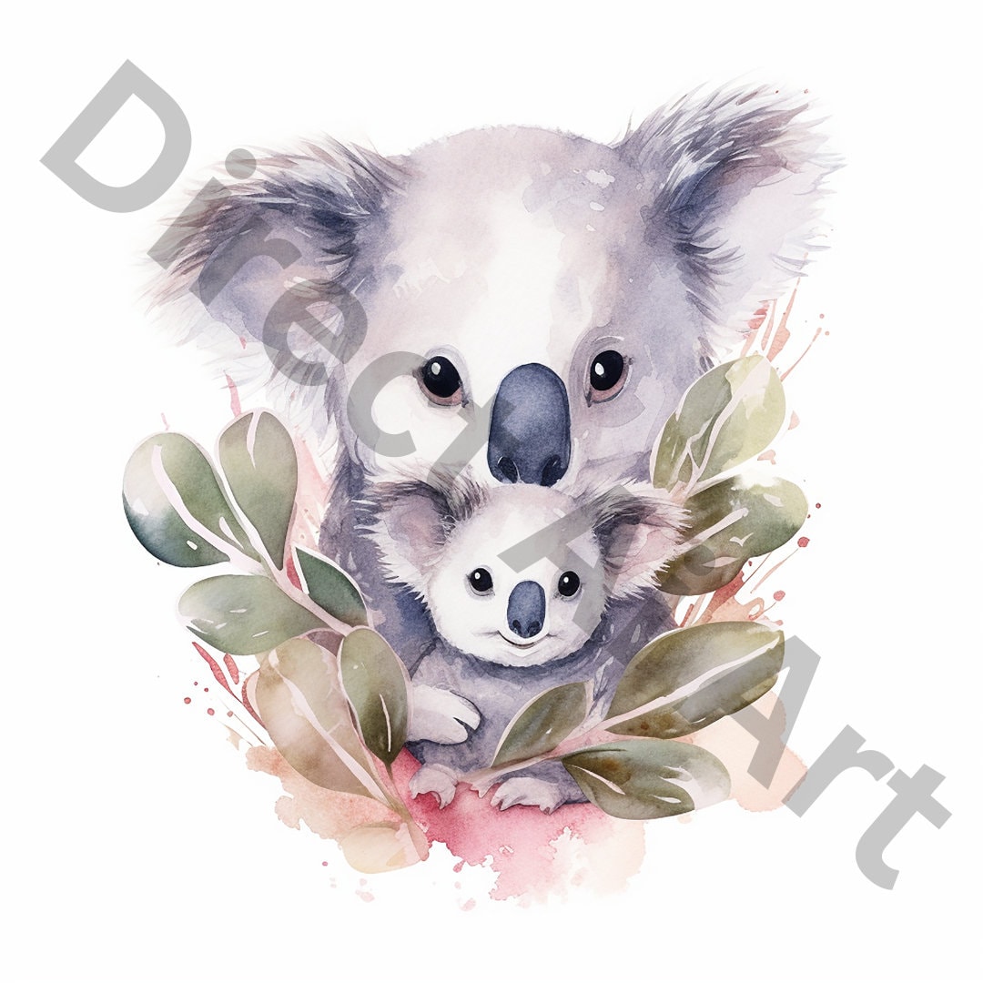 Watercolor, Clip Art, Baby Animals With Mother, Cuddling, PNG ...