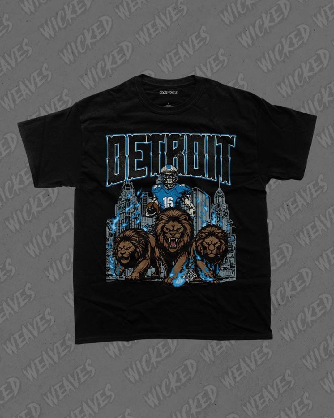 Detroit Football Shirt | Vintage Skeleton Graphic Tees | Lions Fan Gift ...