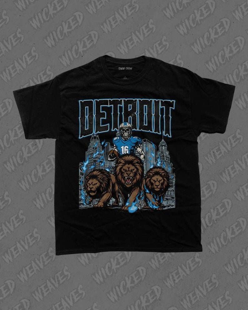Detroit Football Shirt | Vintage Skeleton Graphic Tees | Lions Fan Gift ...