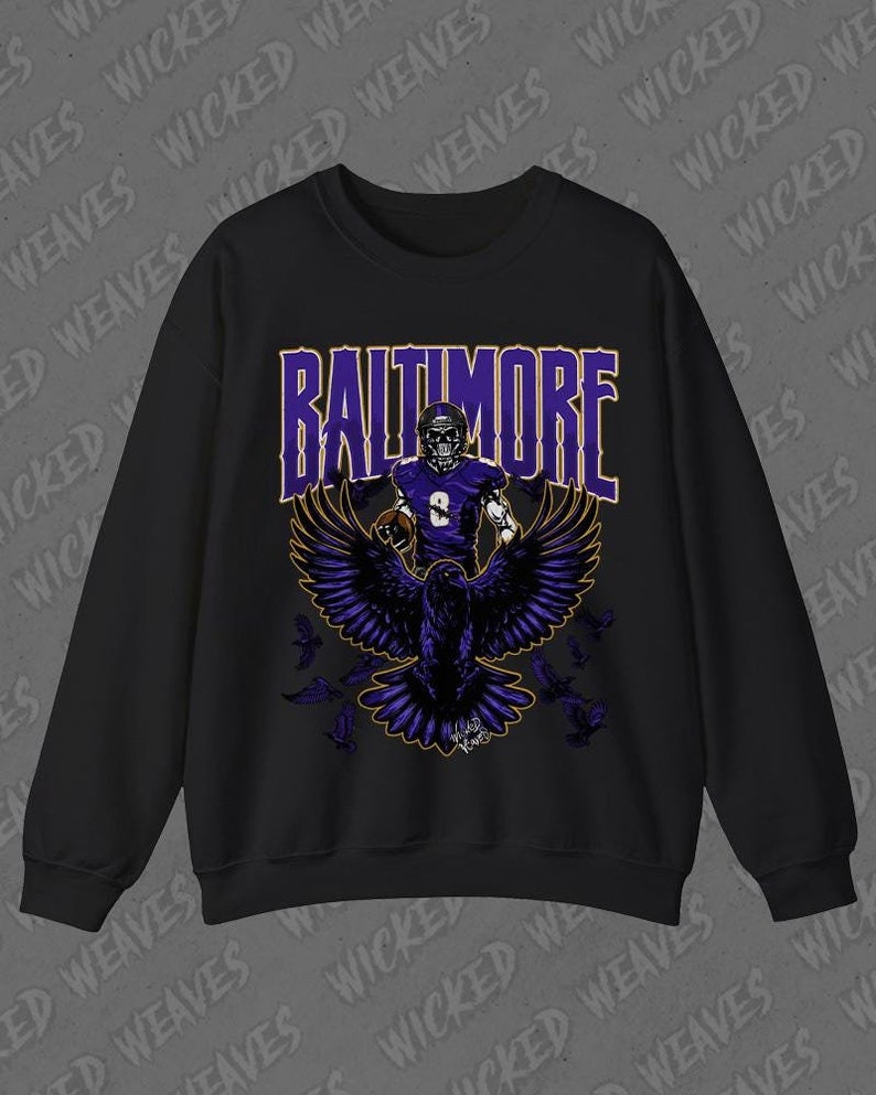 Baltimore Football Sweatshirt, Graphic Vintage Skeleton Sweater, Fan ...