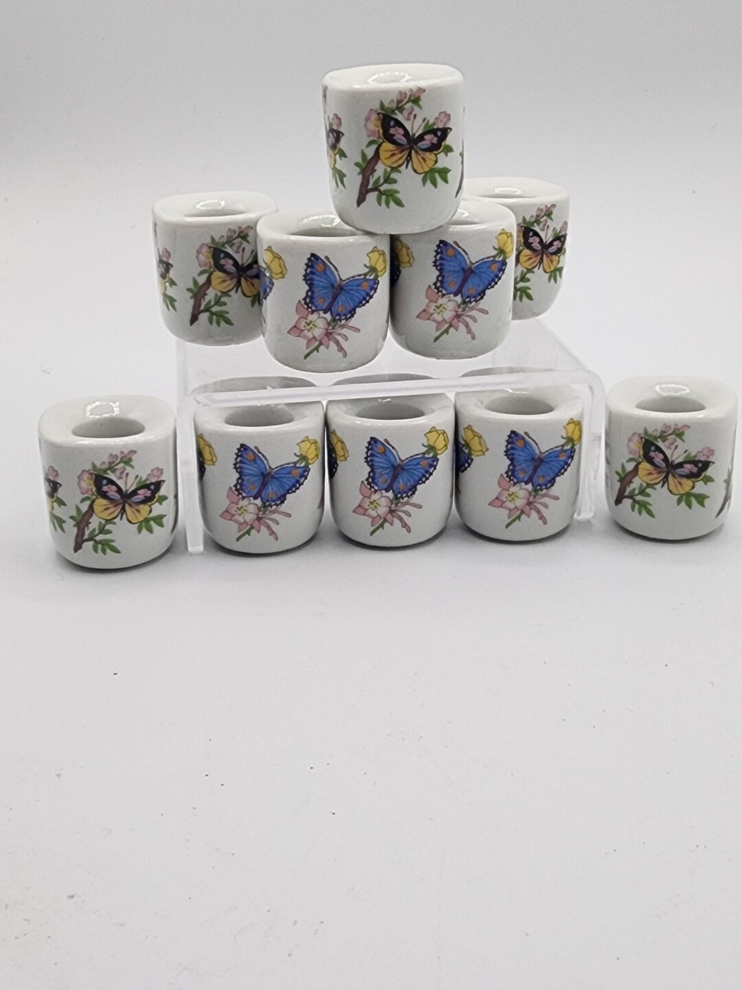10 Vtg Tiny Thimble Candle Holders With Butterflies .made in W. Germany ...