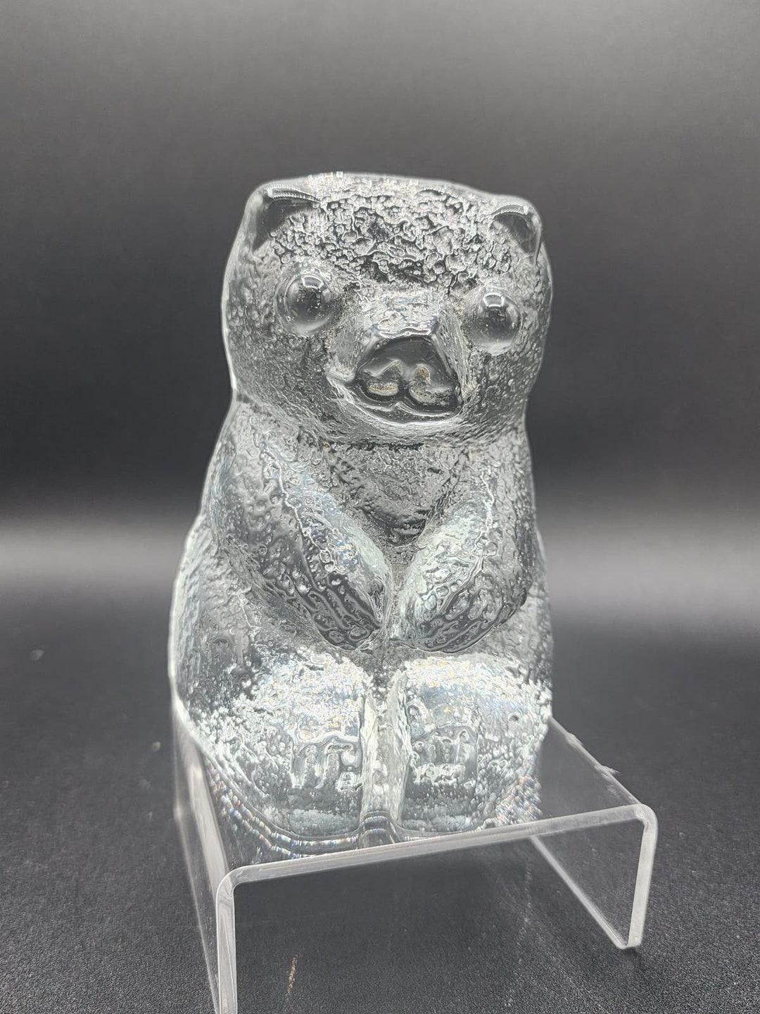 Blenko Glass Small Bear Single Bookend / Paperweight Clear Art Glass ...