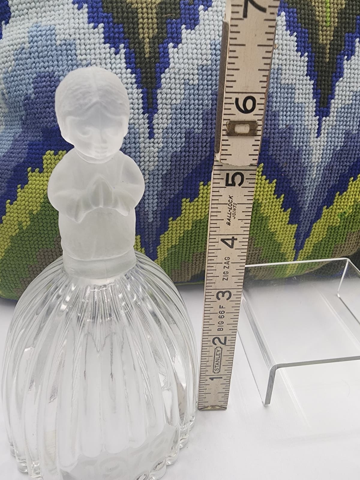2 Goebel Crystal Glass Bells Praying Girl (1978) & Boy (1979) Frosted ...