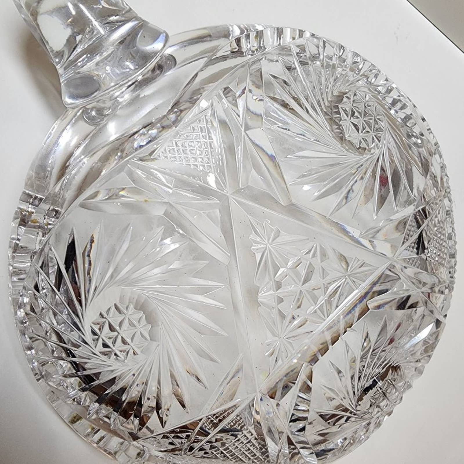 Vintage Crystal Cut Glass Dish W/ Finger Loop - Etsy