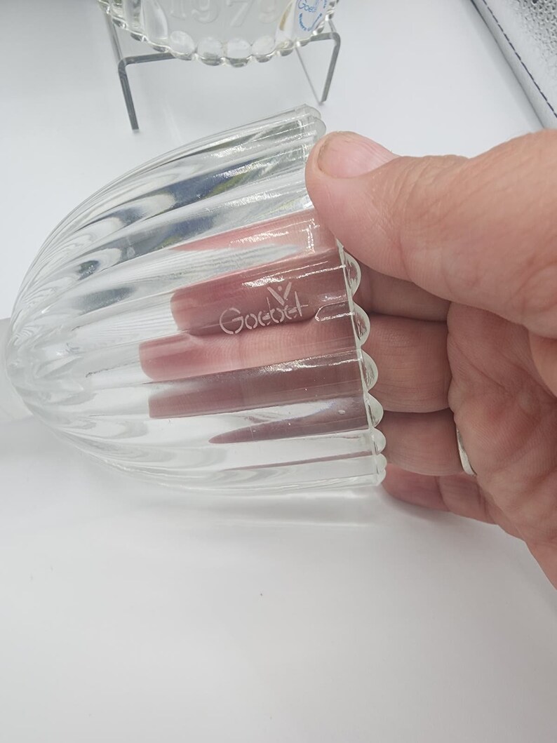 2 Goebel Crystal Glass Bells Praying Girl (1978) & Boy (1979) Frosted ...