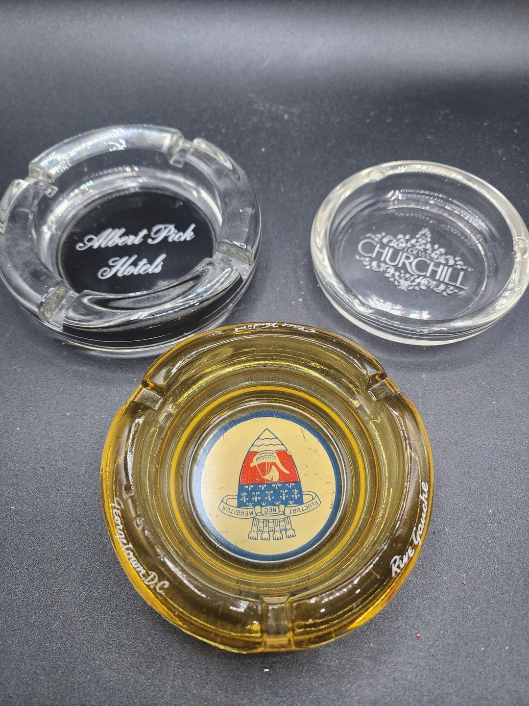 3 Vintage Glass Ashtrays - Etsy