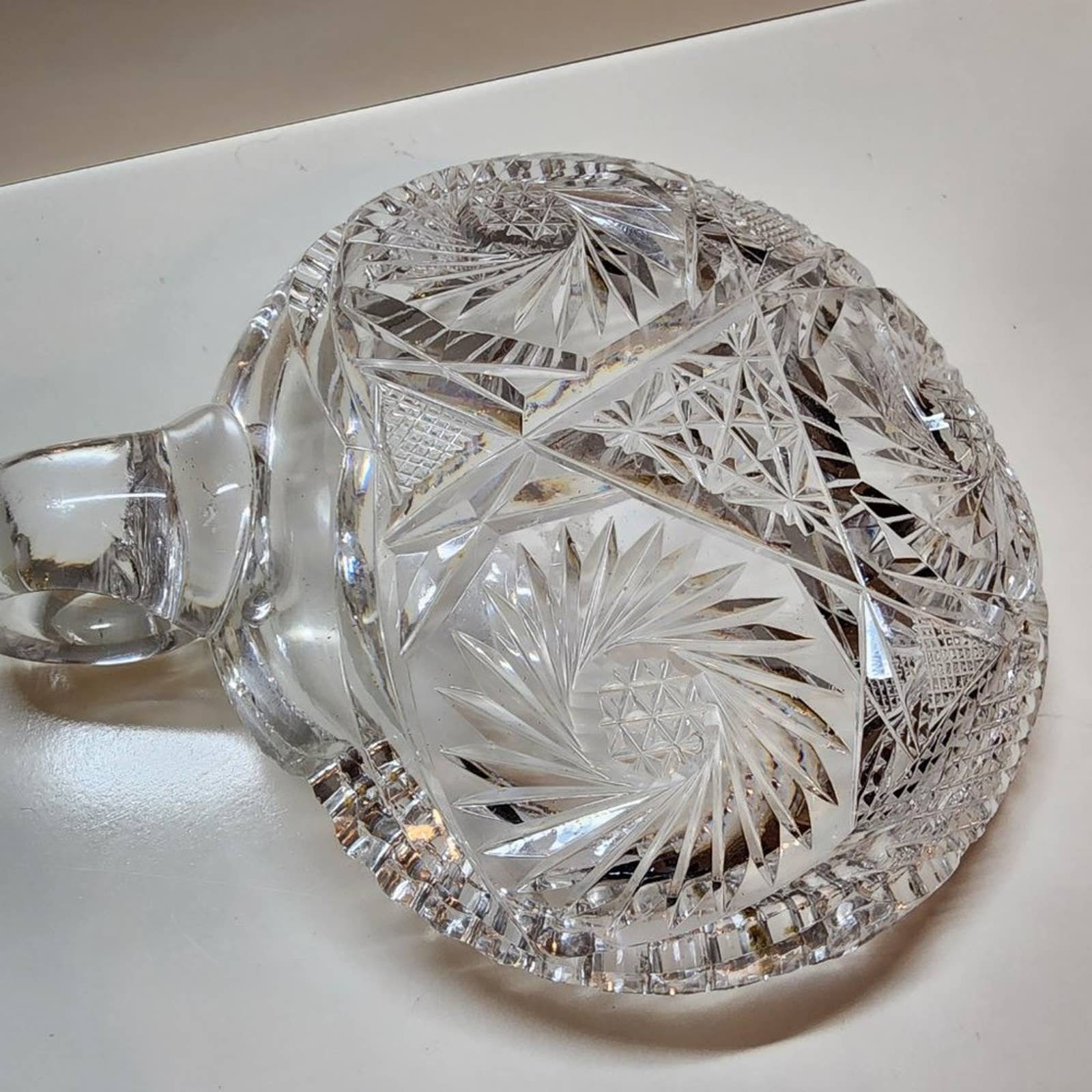 Vintage Crystal Cut Glass Dish W/ Finger Loop - Etsy