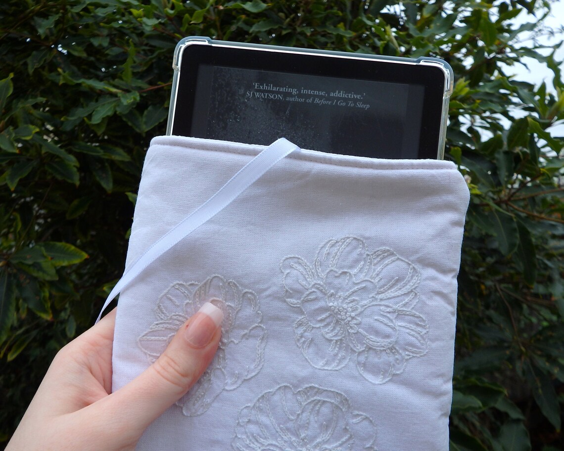 Handmade Embroidered ivory Blossoms Kindle Paperwhite Sleeve - Etsy ...