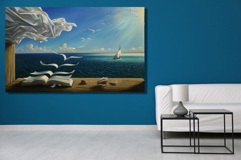 Salvador Dali, Famous Painting, the Waves Book Sailboat Surrealism ...