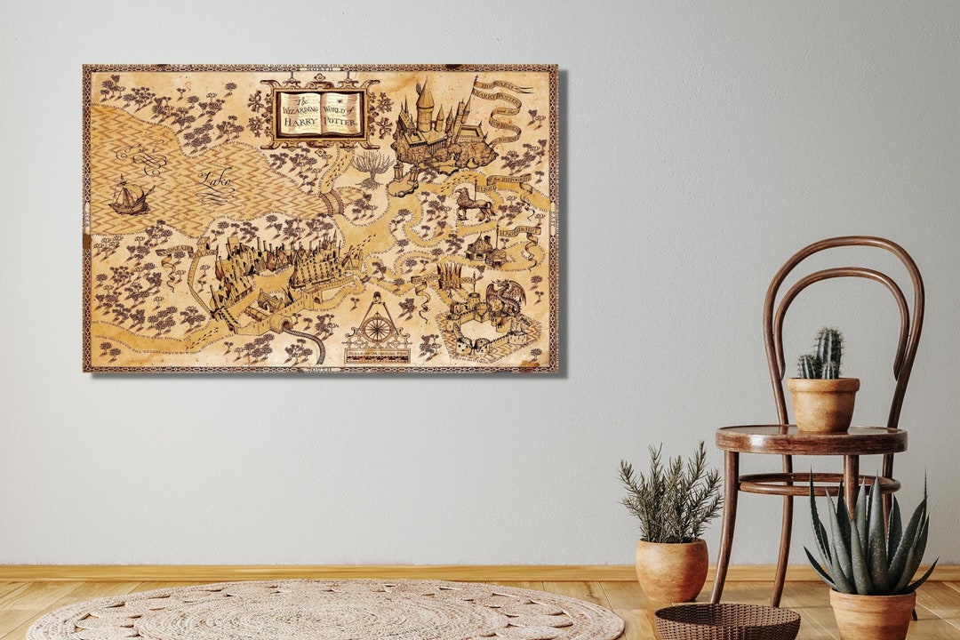 Wizarding World Map World Map Decor Map Artwizarding World - Etsy
