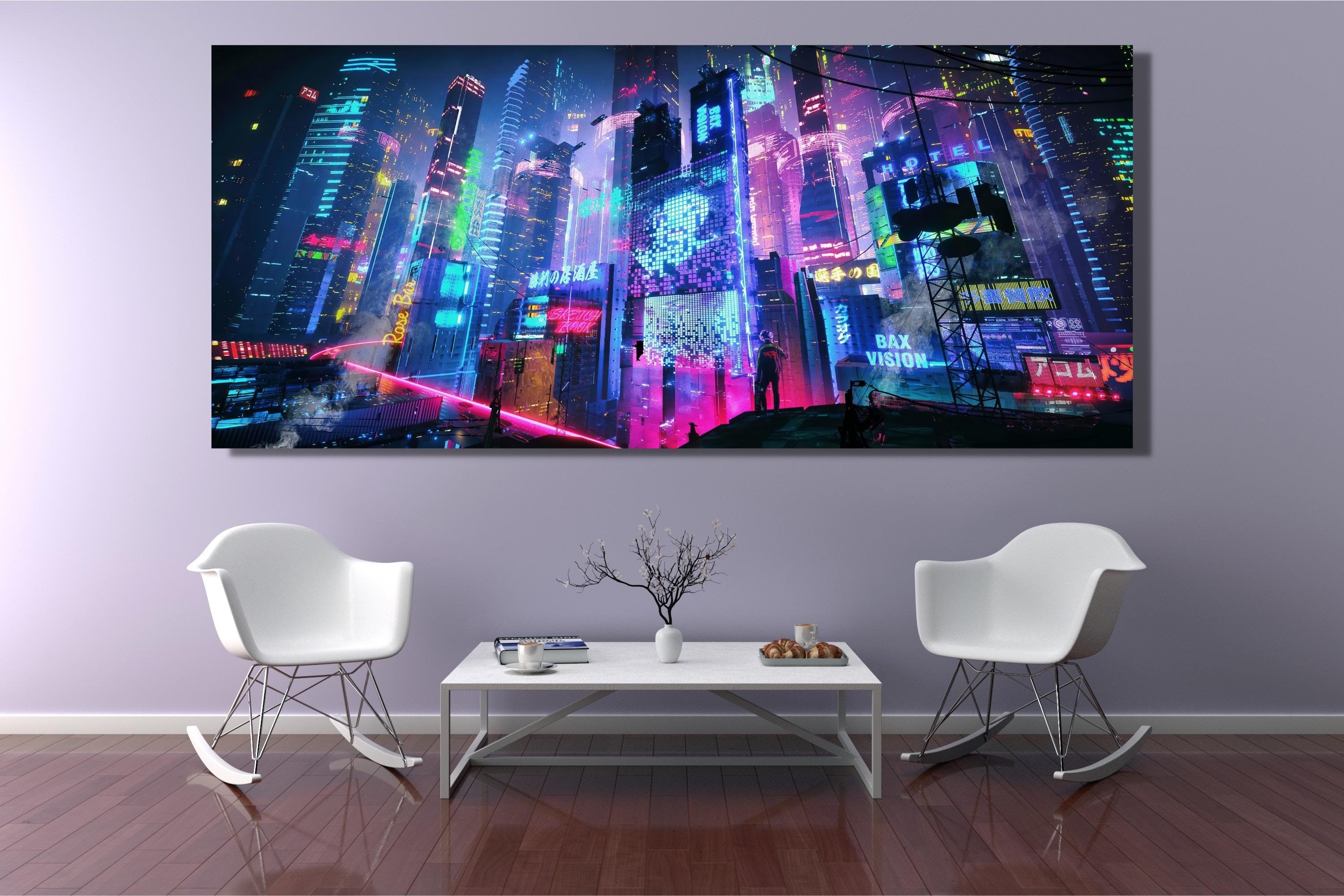 Colorful Neon City, Neon City, Colorful City, Colorful City Decor,neon ...