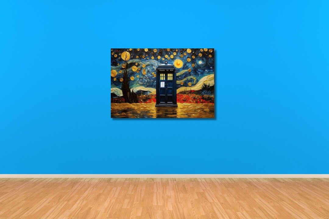 Tardis Picture Art, Van Gogh Tardis , Dijital Picture Art, Canvas Wall ...