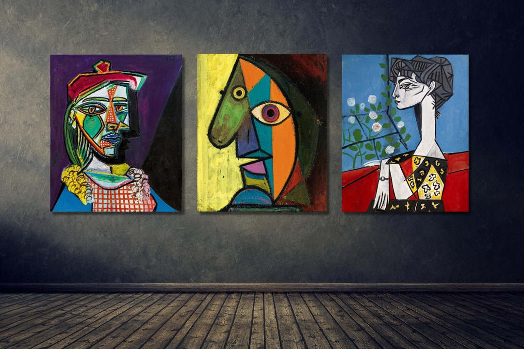 Set of 3,pablo Picasso,portrait of a Woman, Pablo Picasso Art,museum ...
