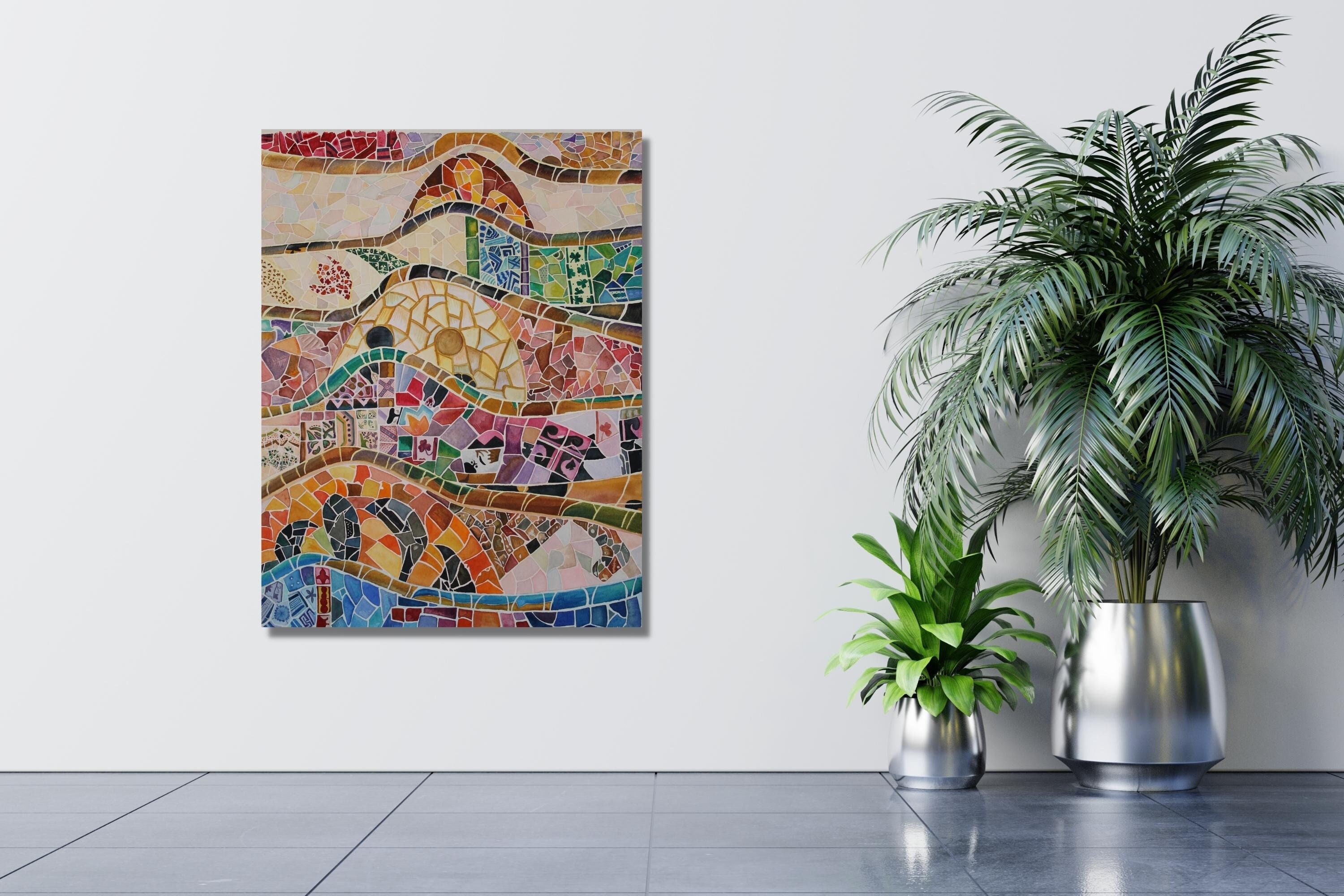 Antoni Gaudí,mosaic Wall Decor,living Room Decor, Mosaic Decor, Canvas ...